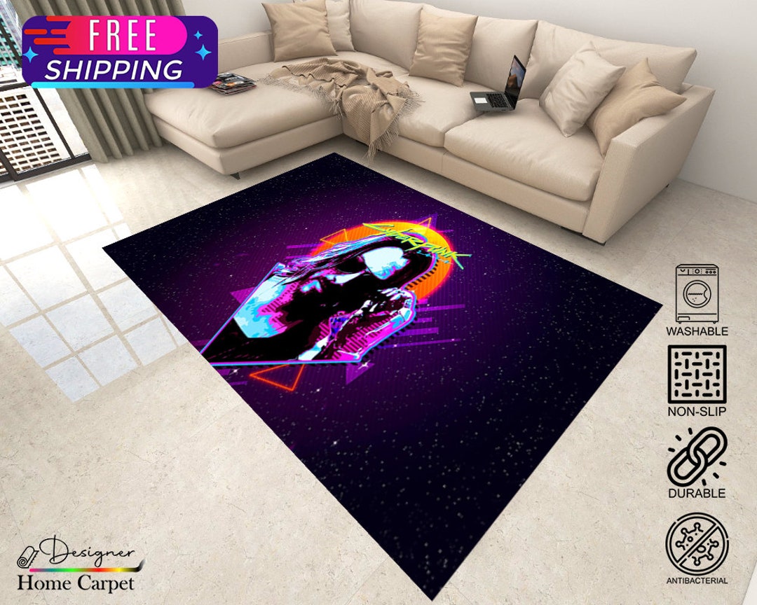 Cyberpunk 2077, Johnny Silverhand Themed Rug, Colourful Rug, Modern Rug ...