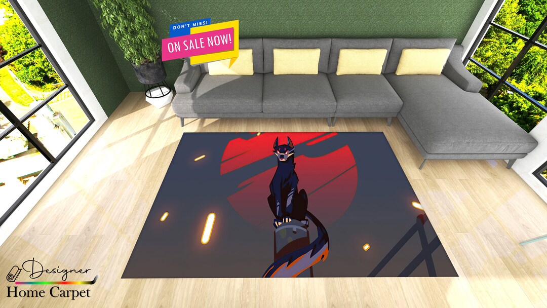 Cursed Molotov Patterned Rug, Minimalist Rug, Fictional Series Rug ...