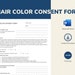 Hair Color Consent & Waiver Form | One Page Letter Size Word Document ...