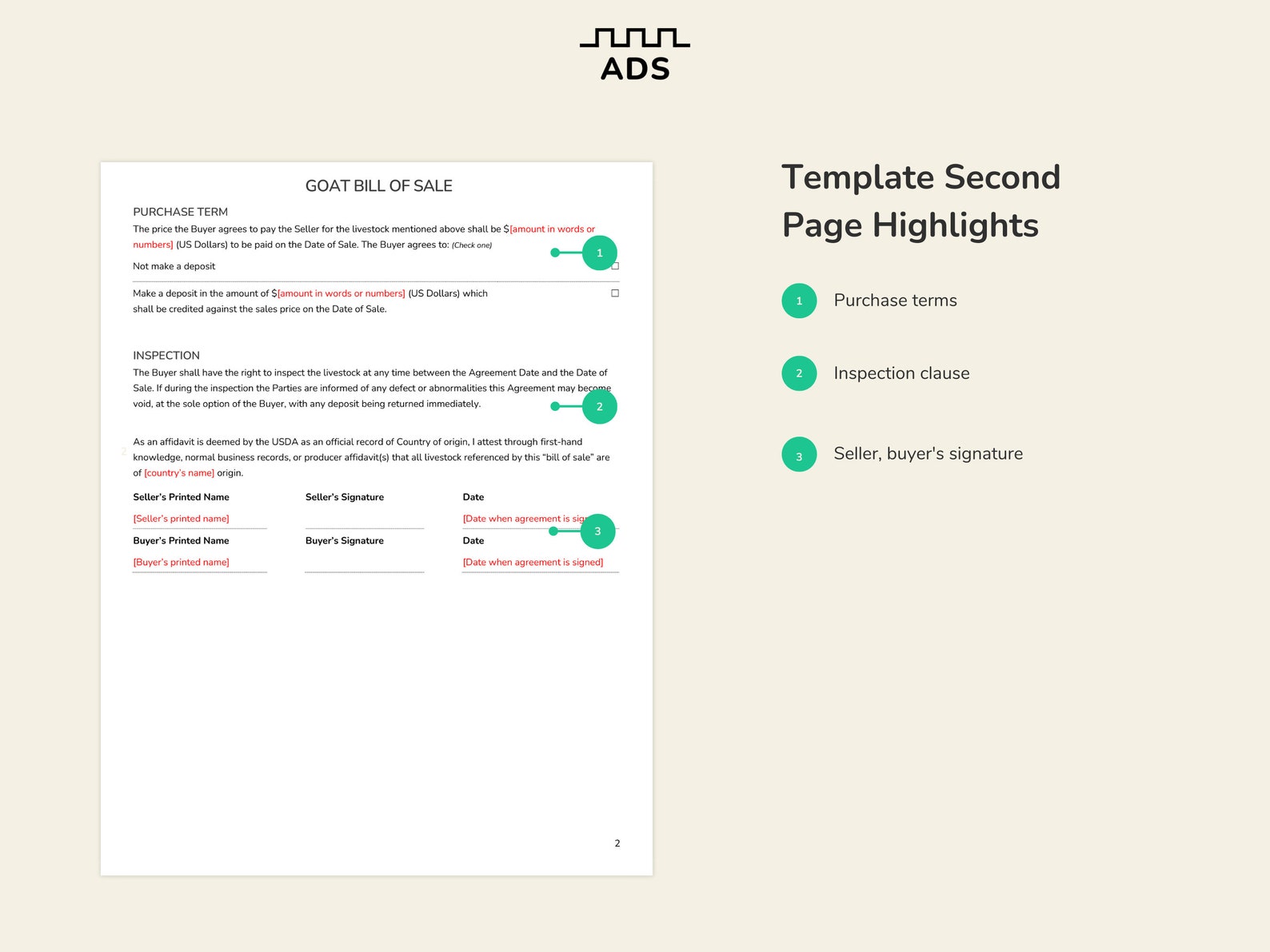 Editable Goat Bill of Template | Livestock Form (word Document, Letter ...
