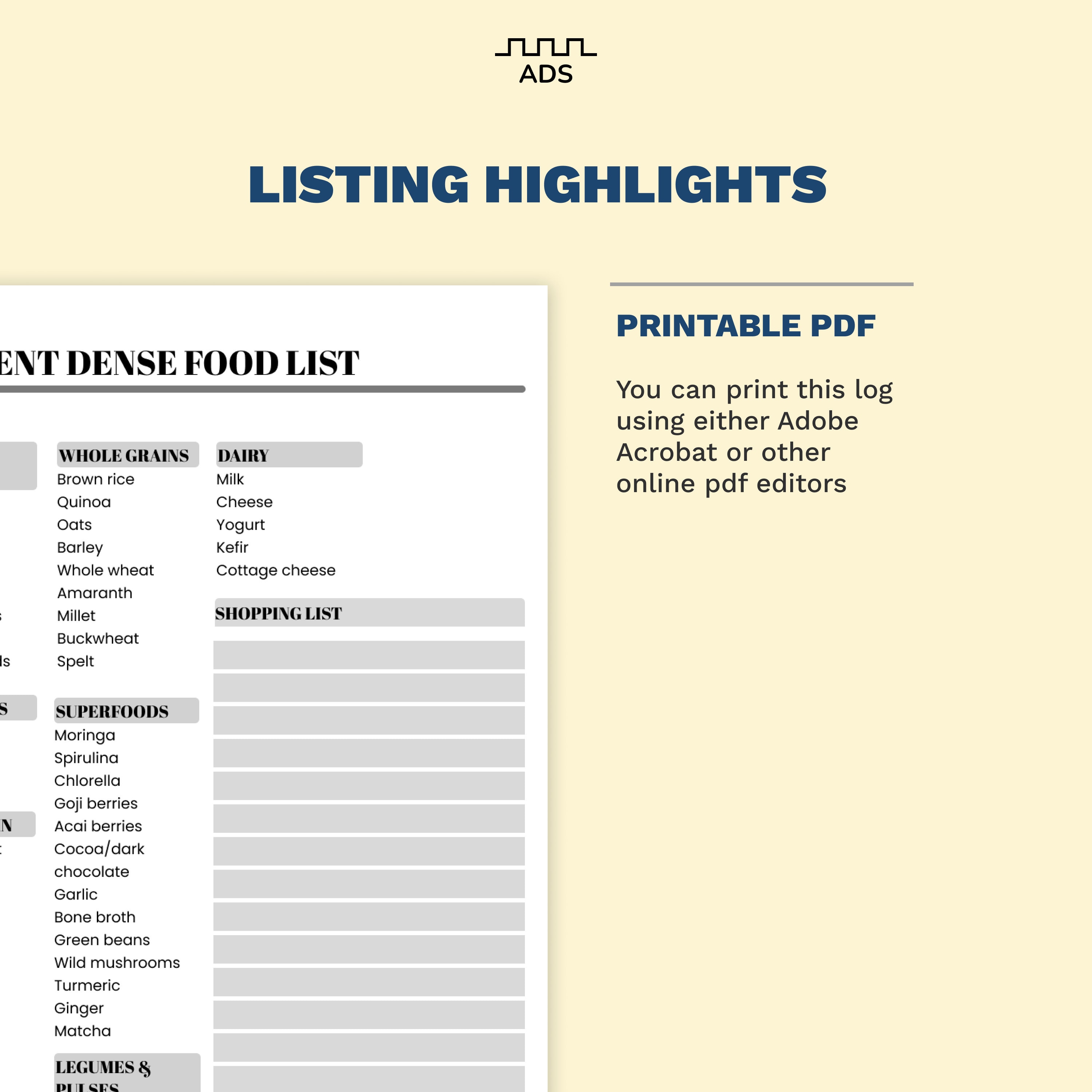 Nutrient Dense Food List Printable PDF Goodnotes - Etsy