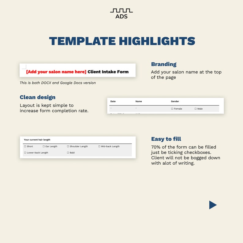 Hair Salon Client Intake Form Template (PDF, Word, Google Docs) - Etsy