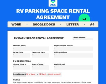 RV Parking Space Rental Agreement | RV Lot Rental Agreement | Letter ...