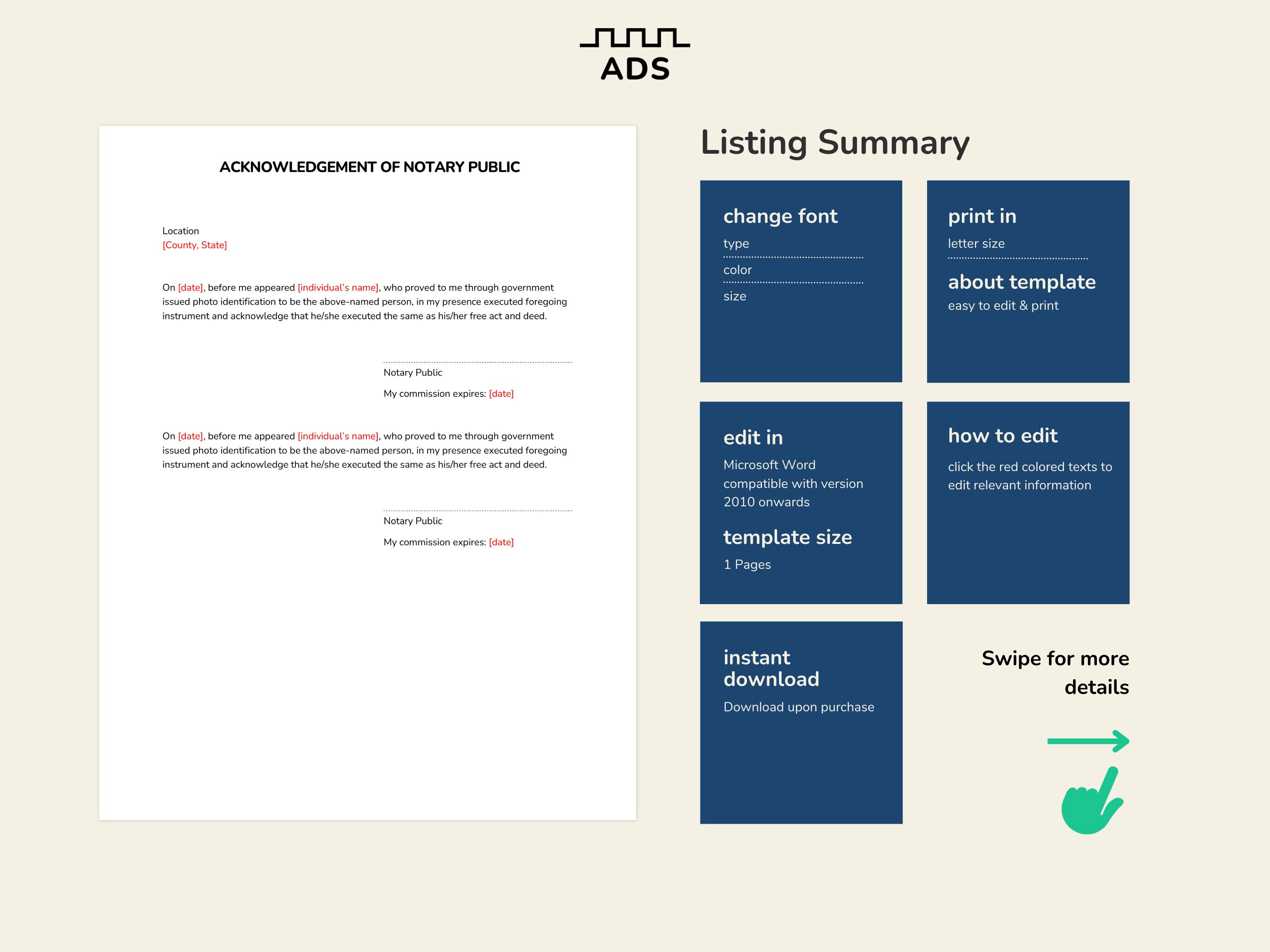 Notary Form | Notary Certificate Acknowledgement | Notary Public ...