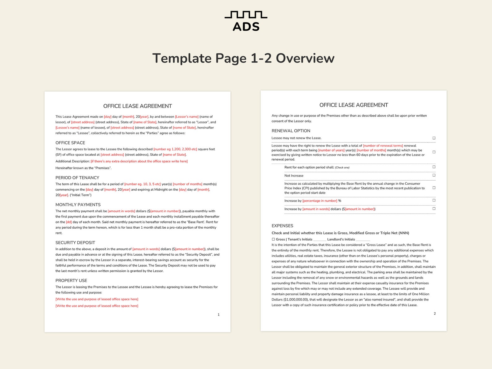Editable Office Space Lease Agreement Contract Form Template Word ...