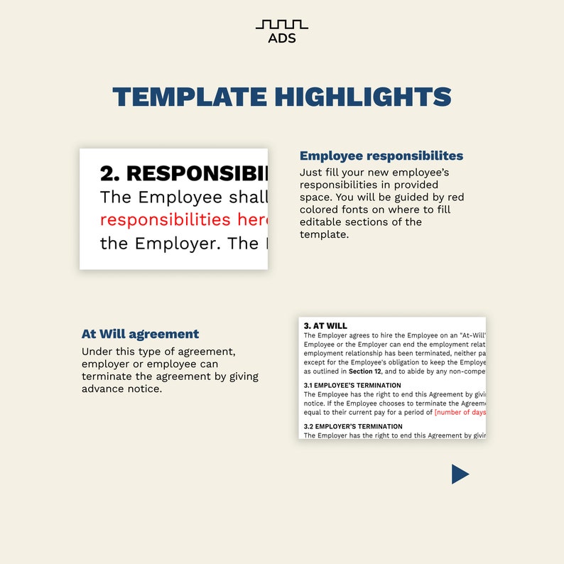 Employment Contract Template | at Will Employment Agreement | Letter ...