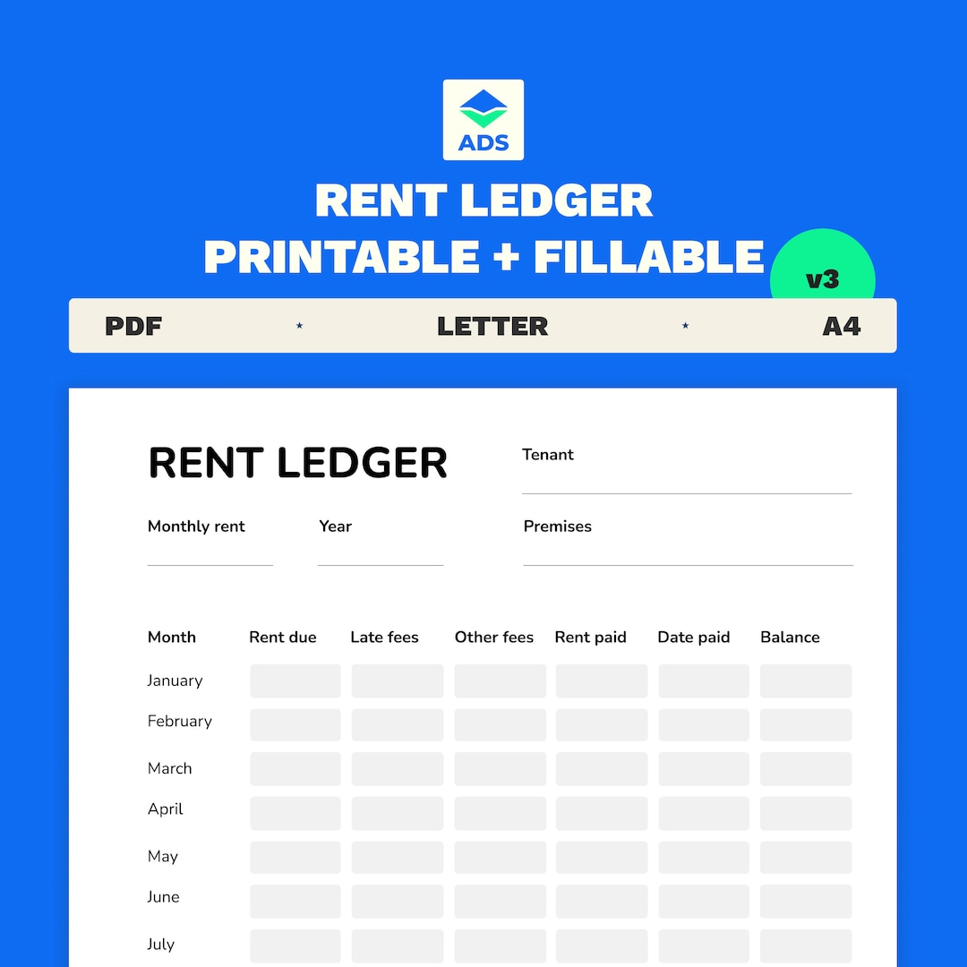 Printable Rent Ledger: Fillable Tenant/landlord Tracker (PDF) - Etsy
