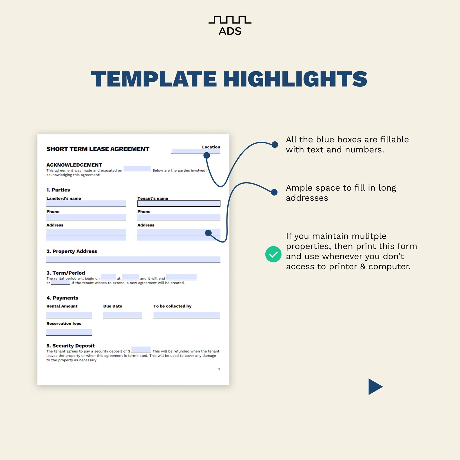 Printable Short Term Rental Agreement + Booking Form Included ...