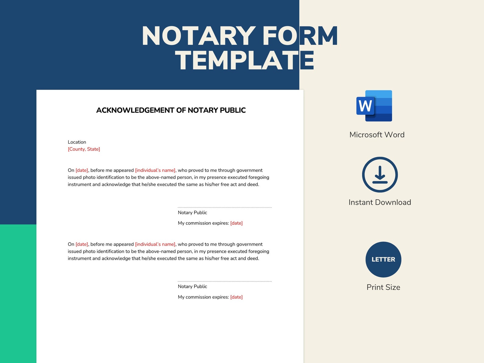 Notary Form | Notary Certificate Acknowledgement | Notary Public ...
