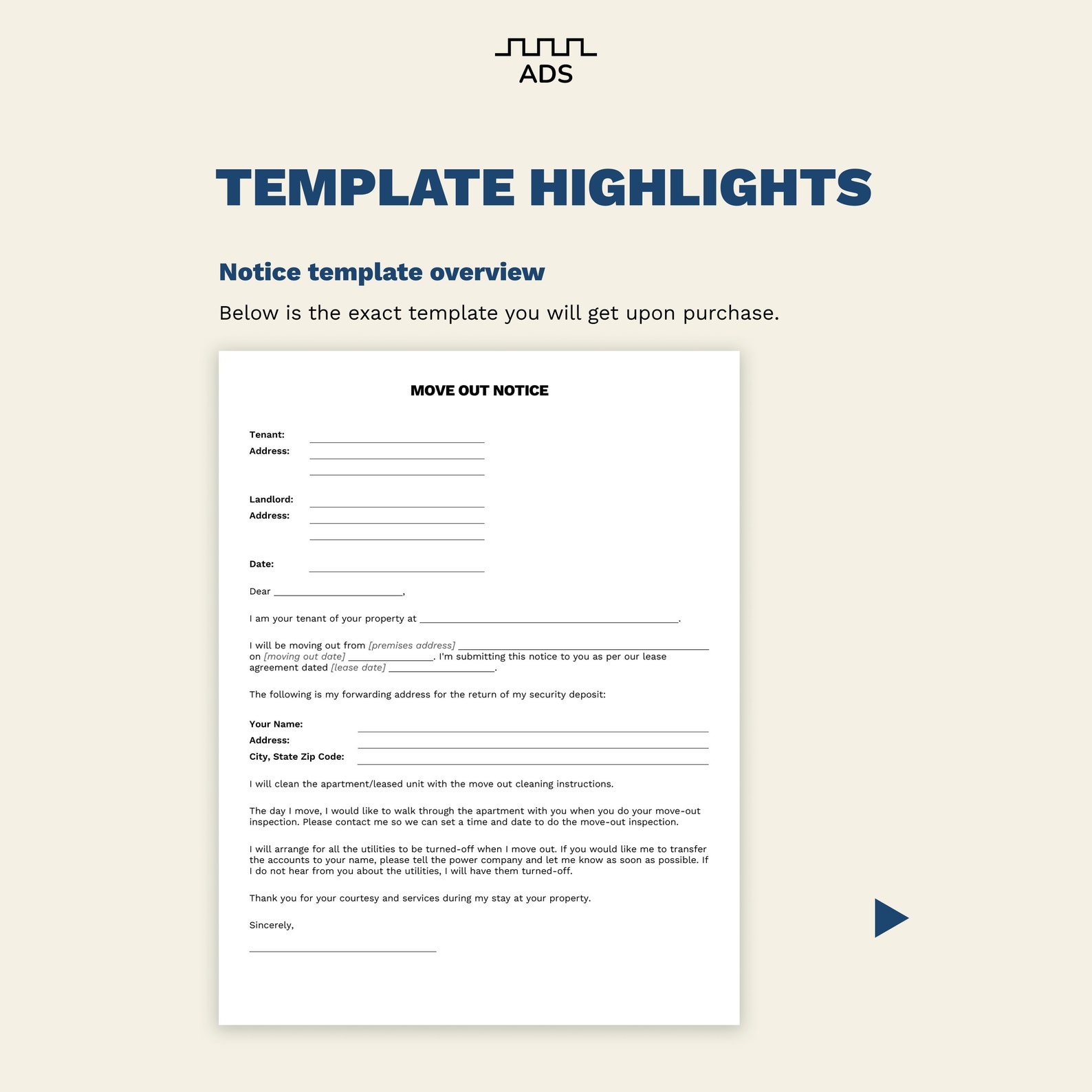 Tenant Move Out Letter Template Notice to Vacate Tenant to Landlord ...
