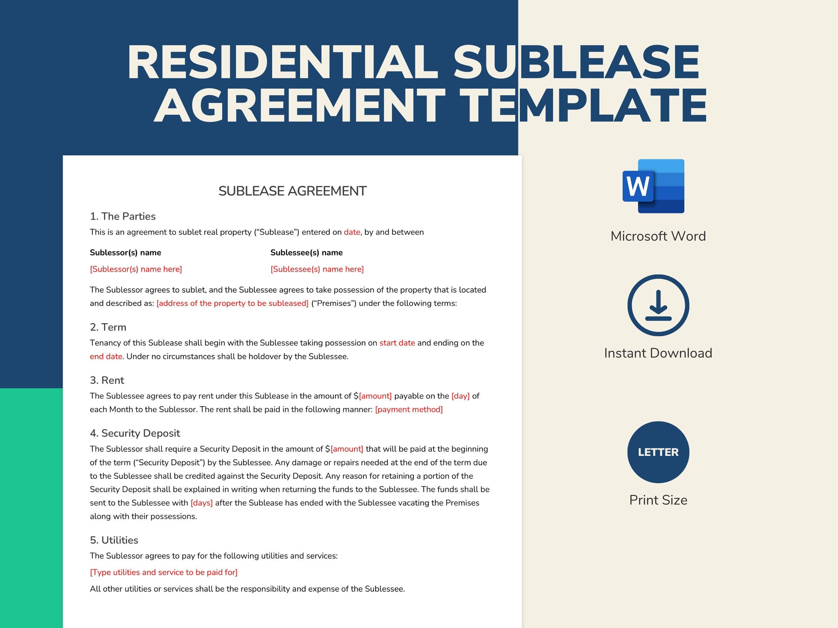 Residential Sublease Agreement Template