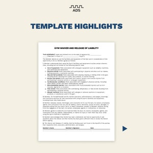 Gym Liability Waiver Template: Fitness Center Form (microsoft Word ...
