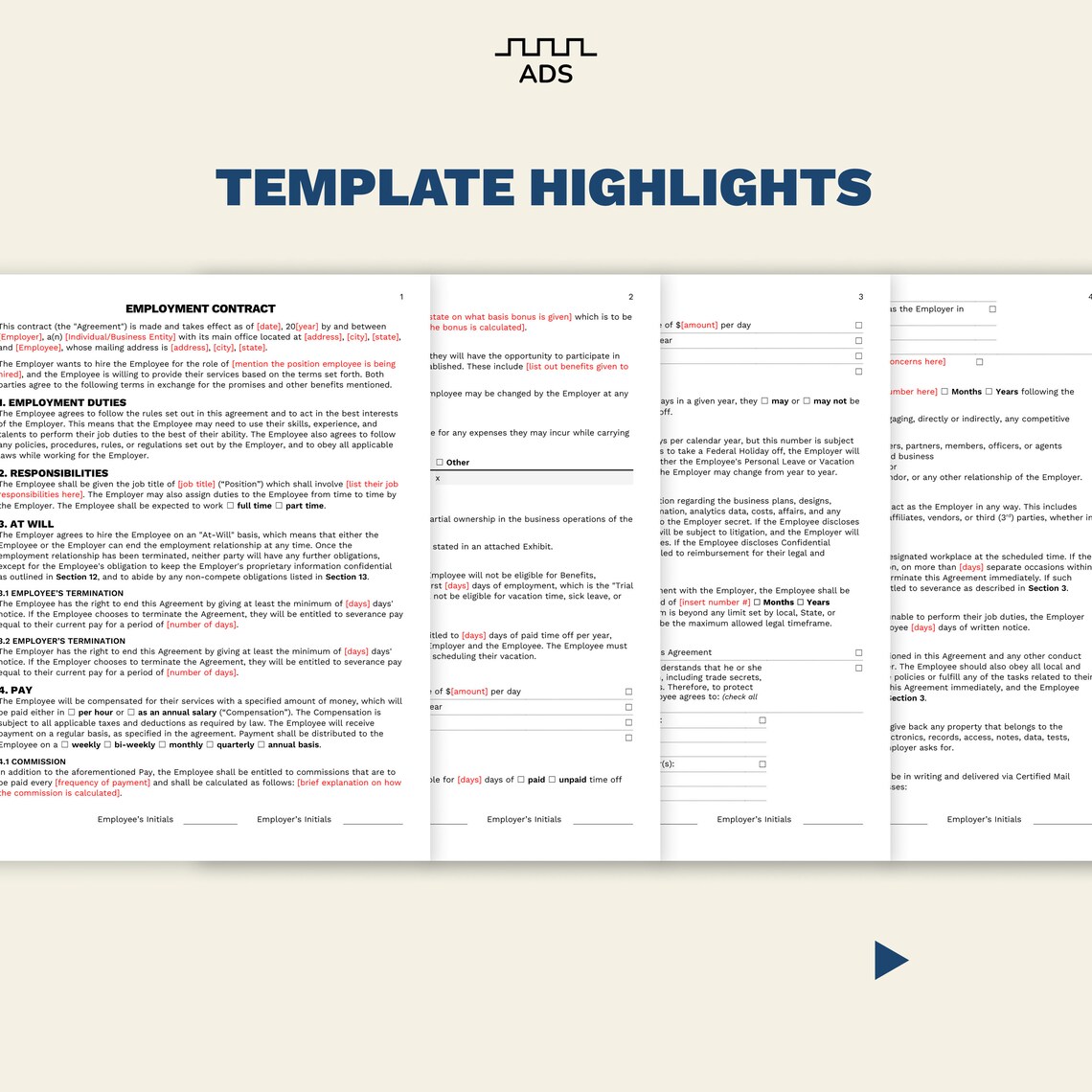 Employment Contract Template | at Will Employment Agreement | Letter ...