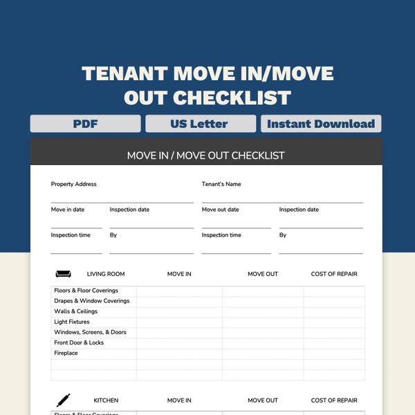 Move in Move Out Checklist - Etsy