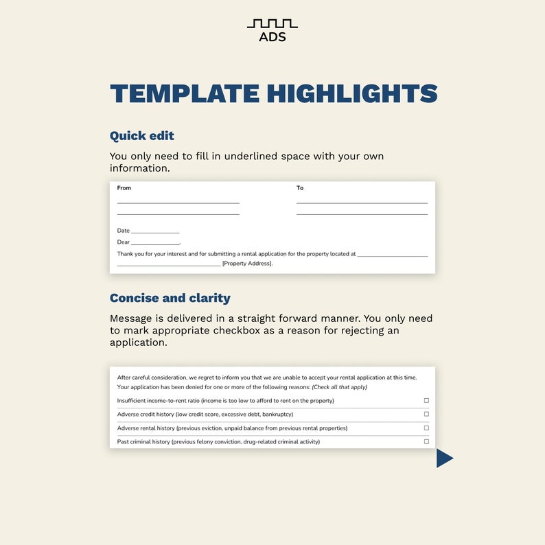 Rental Application Rejection Letter Template Landlord Forms Letter Size ...