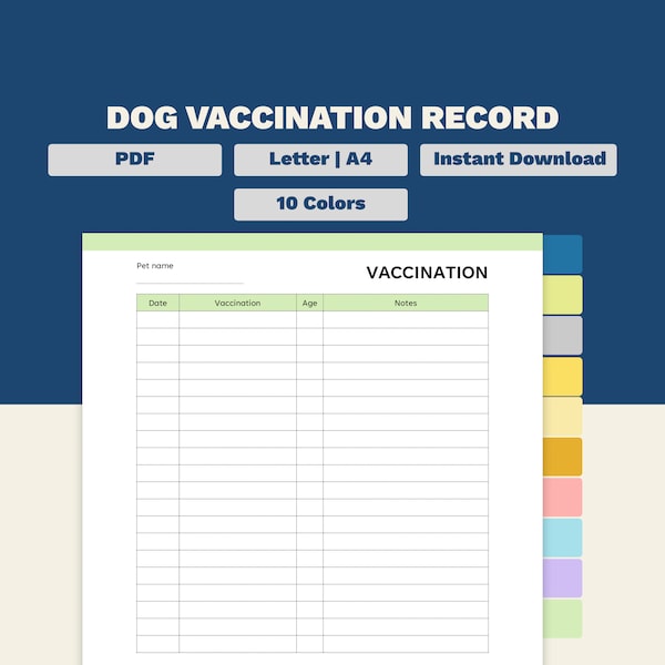 Dog Vaccination Record - Etsy