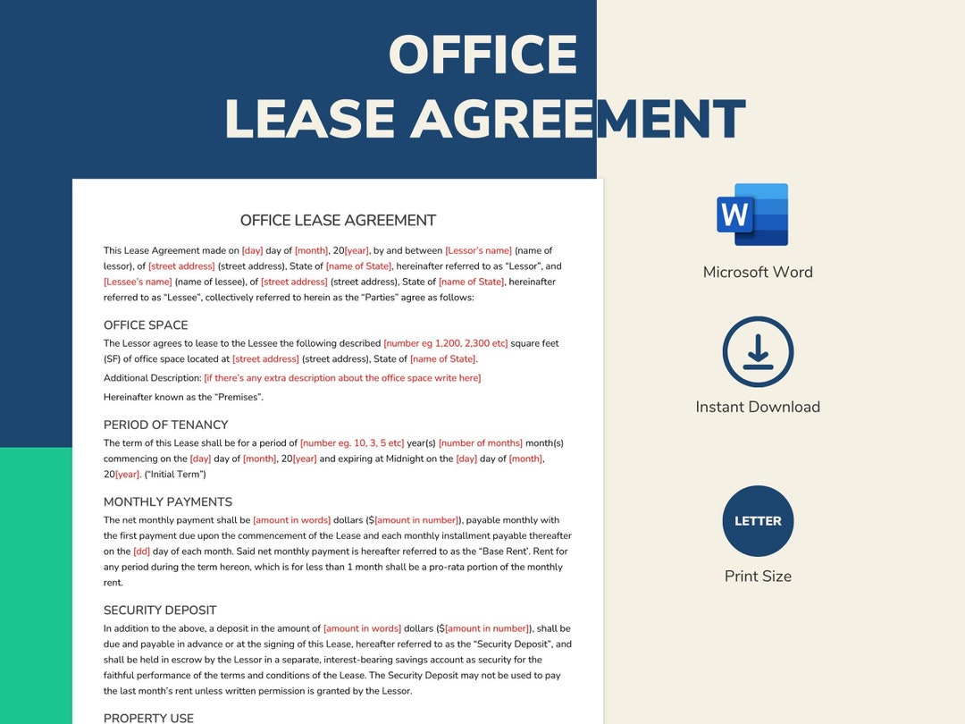 Editable Office Space Lease Agreement Contract Form Template Word ...