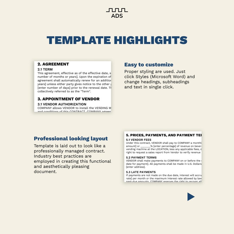 Vending Machine Contract Template Microsoft Word And Google Docs Format Letter Size Printable