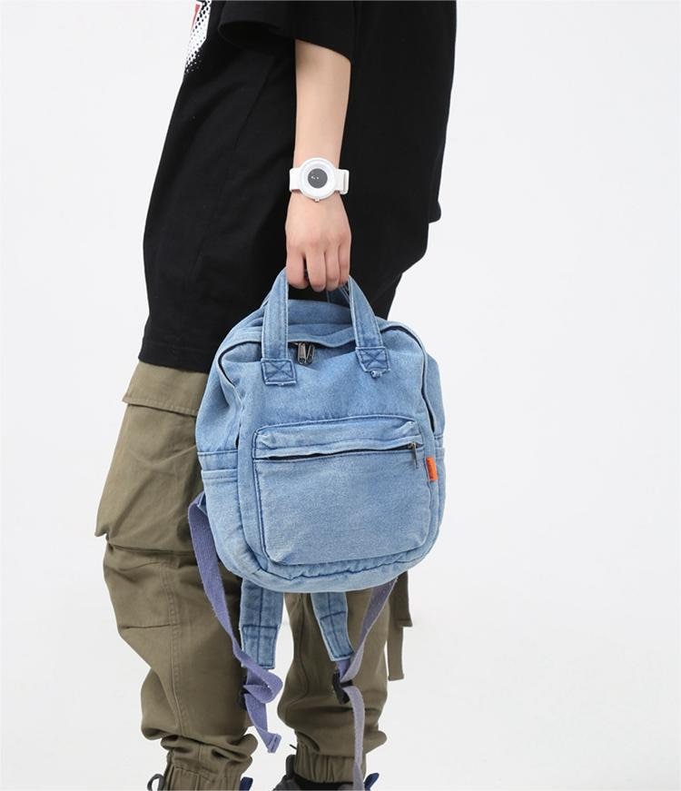 Vintage Denim Backpack School Bagbackpack With Pocketsback - Etsy