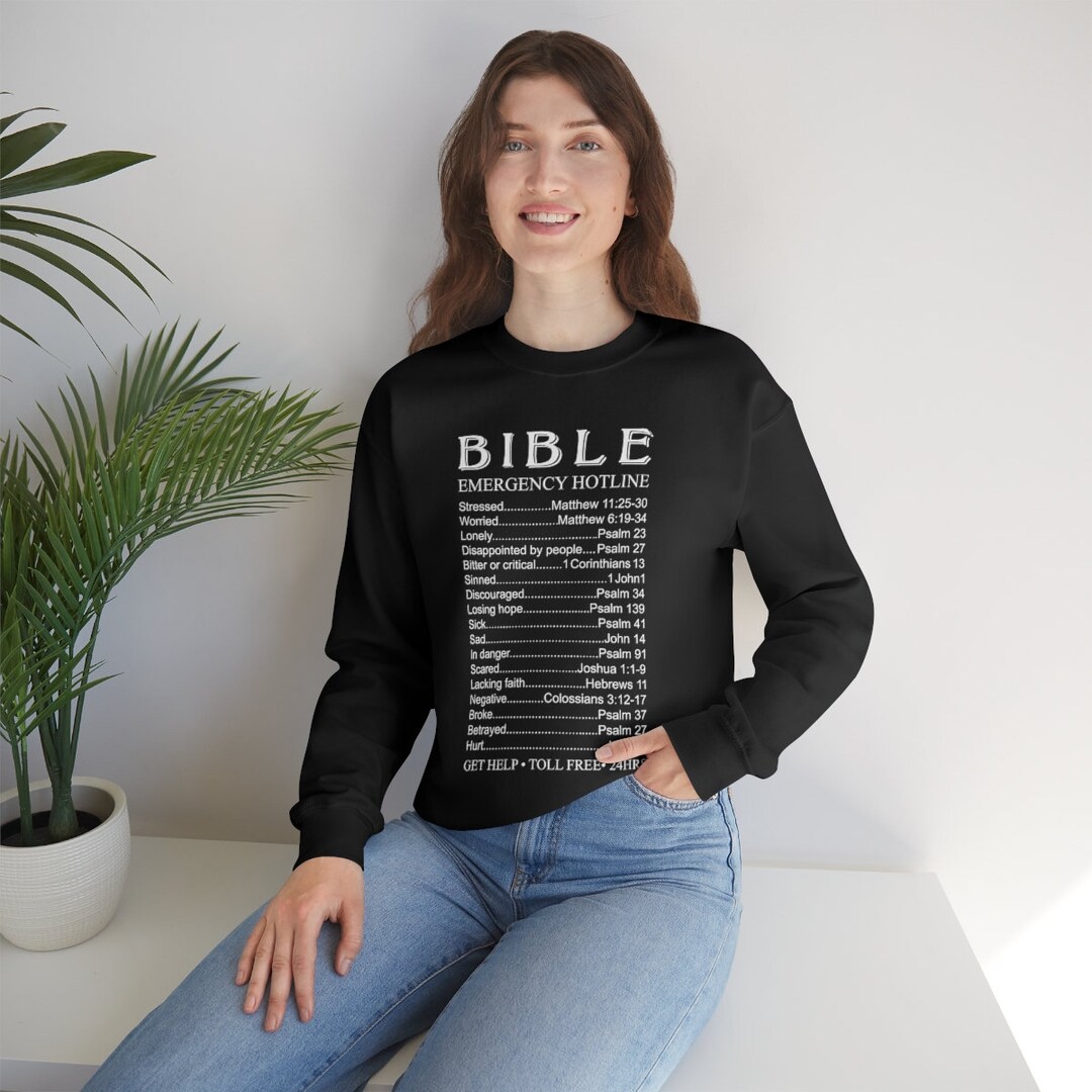 Bible Emergency Hotline Numbers Bible Verse Scripture Sweatshirt - Etsy