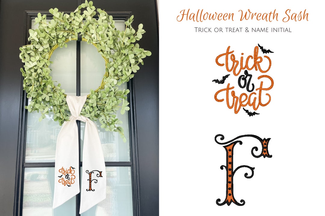 Halloween Wreath Sash | Custom Embroidery - Etsy