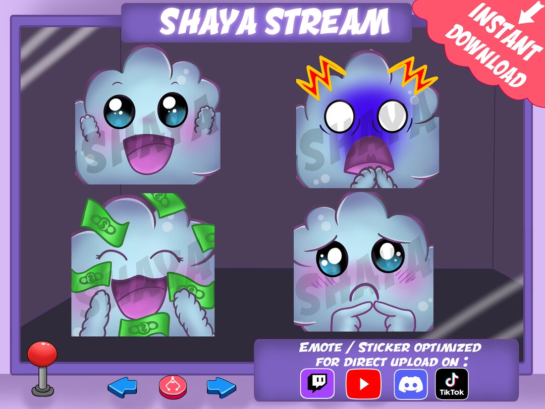 Lot 4 Emote Pack Kit Set Cloud Cloud Content Fear Rich Money Shy, Sub ...