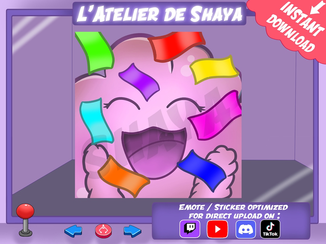Yippee Pink Party Confetti Emotes, Sub Emotes, Text, Discord Emotes ...