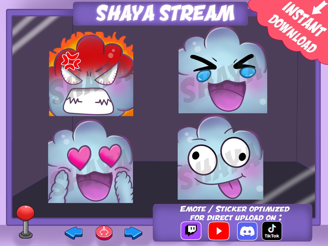 Lot 4 Emote Pack Kit Set Cloud Cloud Anger Laugh Crazy Lovers, Sub ...