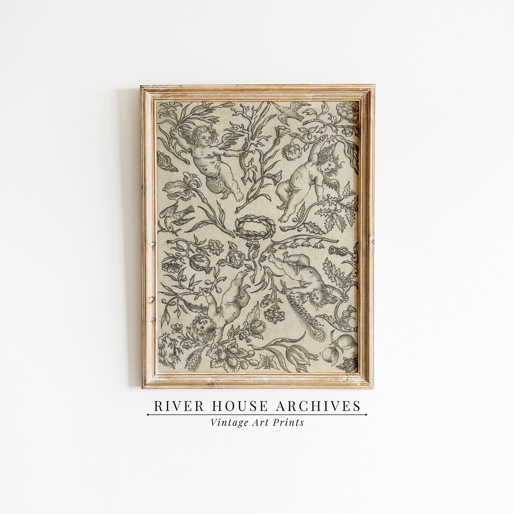 Printable Vintage Sketch of Cherubs,antique Angels Print,winged Putti ...