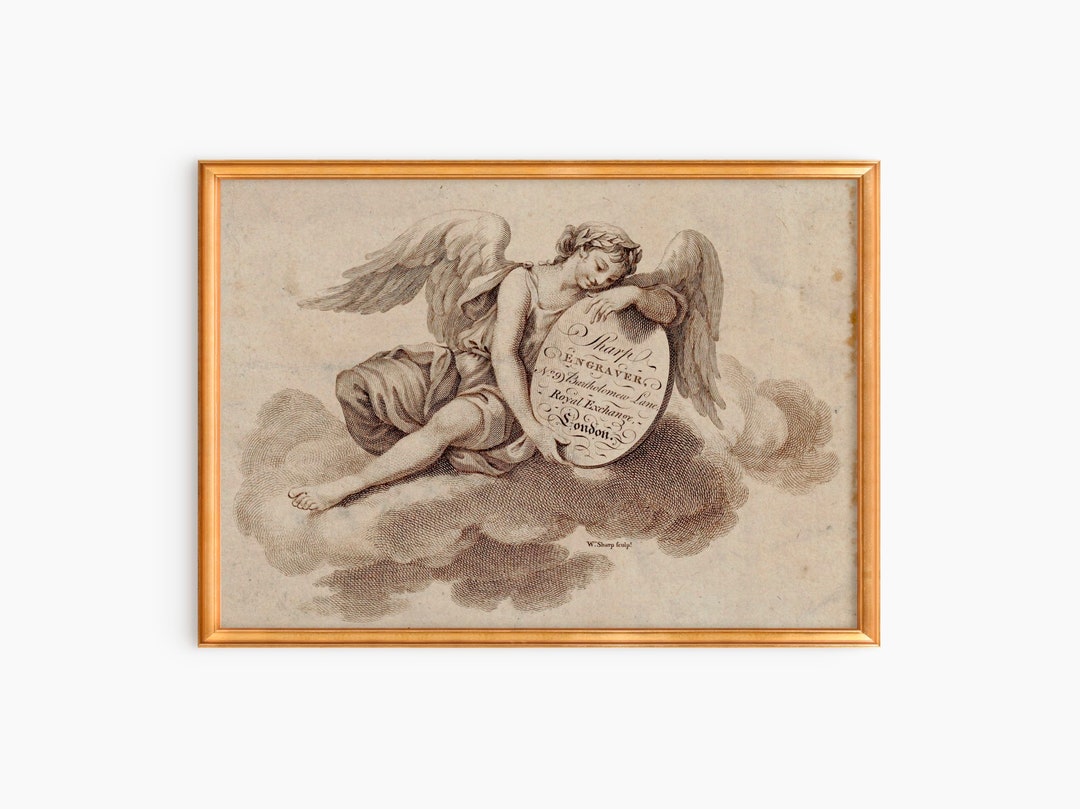 Vintage Angel Sketch Neutral Tones Sketch,rustic French Painting,light ...