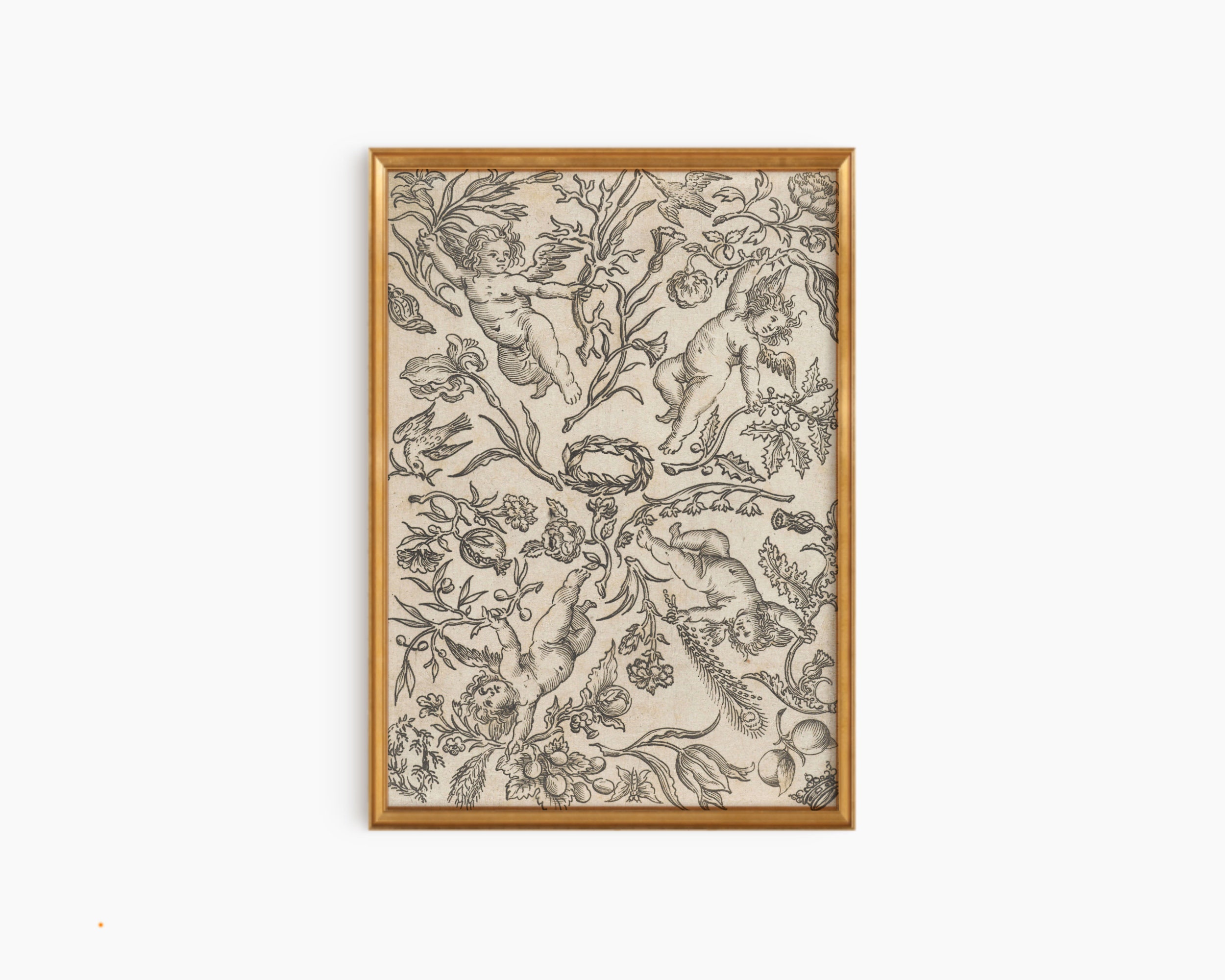 Printable Vintage Sketch of Cherubs,antique Angels Print,winged Putti ...