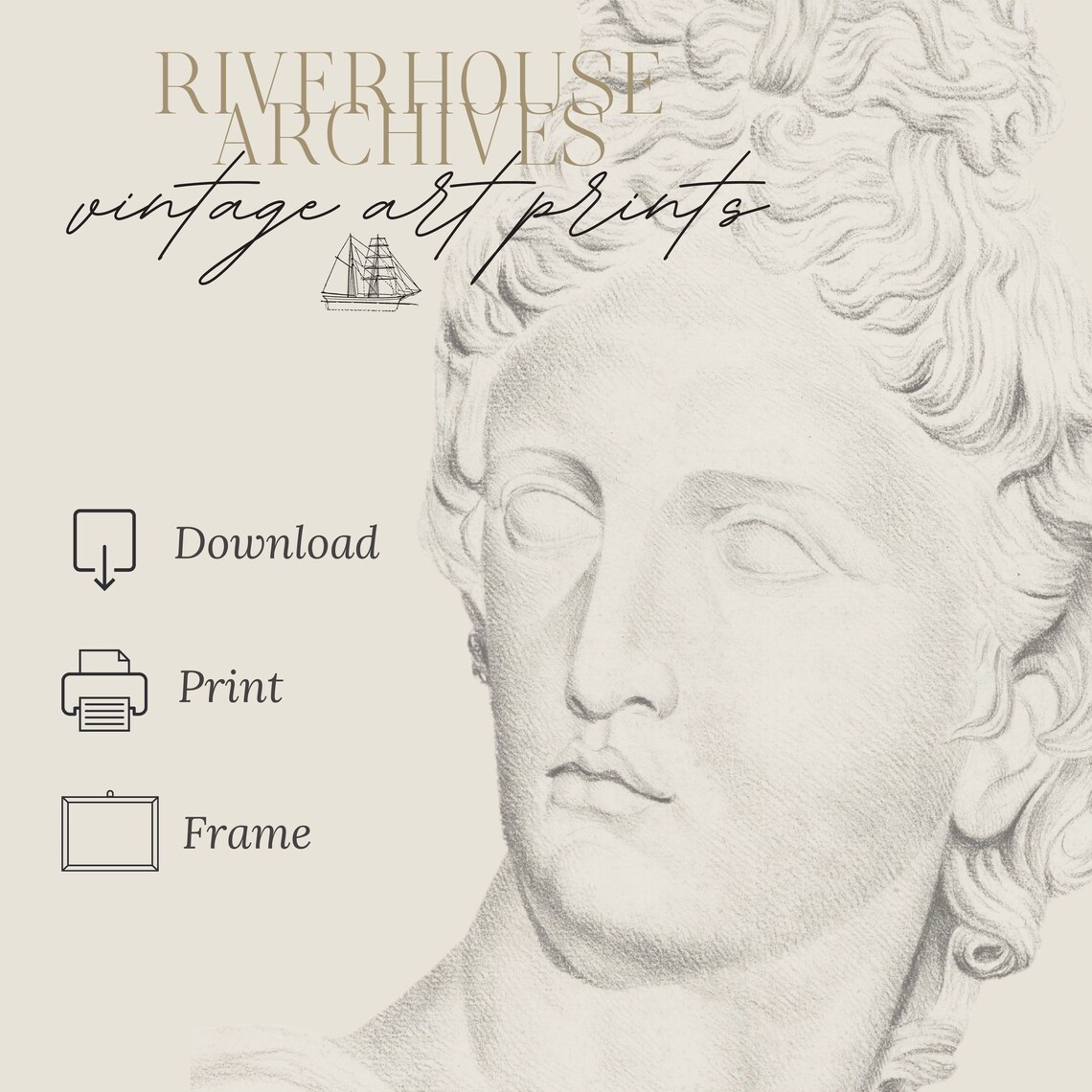 Fine Art Digital Download Vintage Sketch of Venus Figure, Greek ...