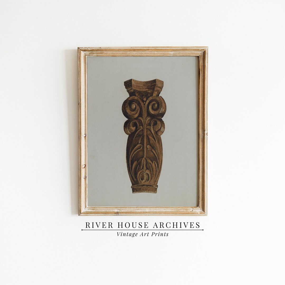 Digital Download Vintage French Sketch of Carved Decoratif - Etsy