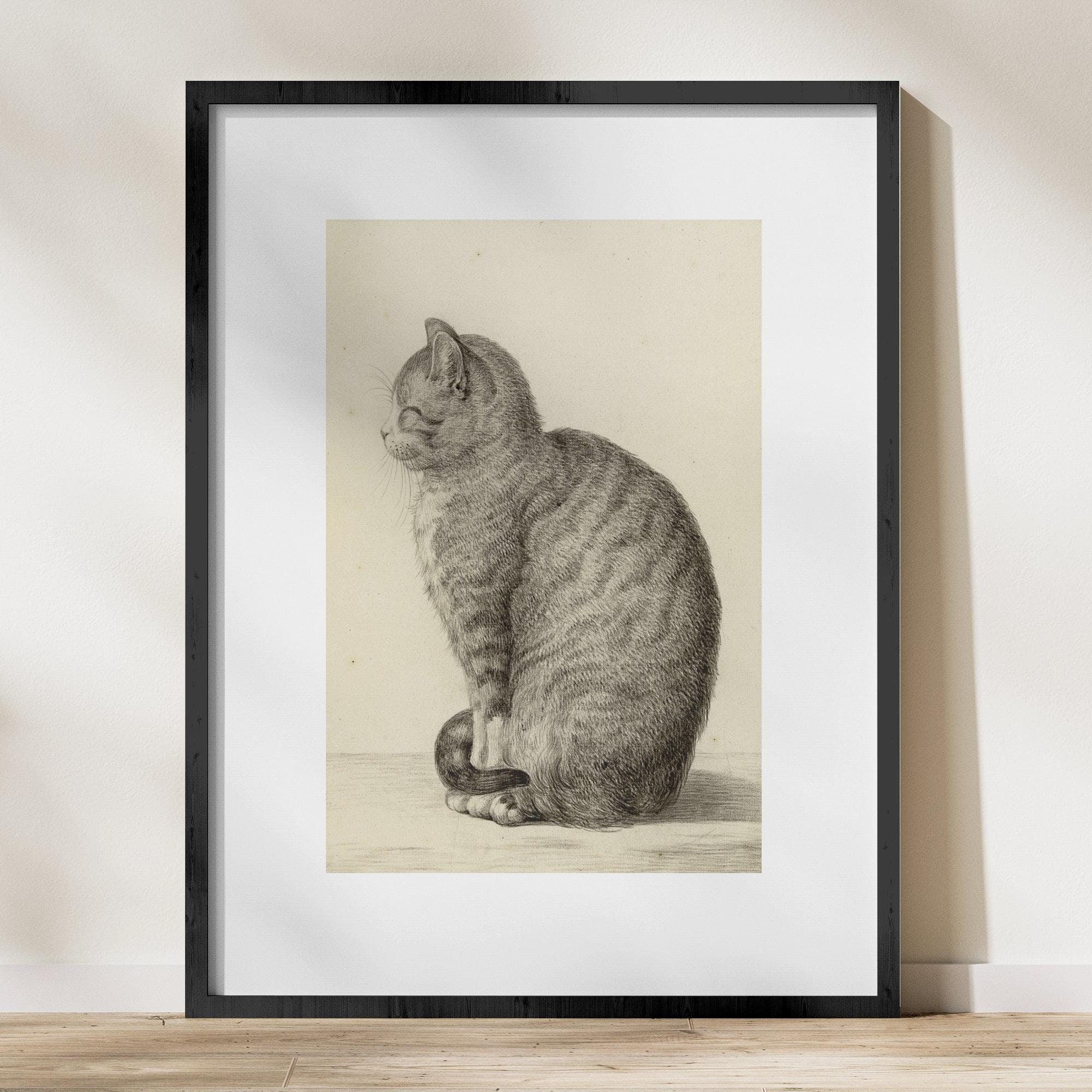 Printable Vintage Cat Nursery Print, Rustic French Painting, Vintage ...