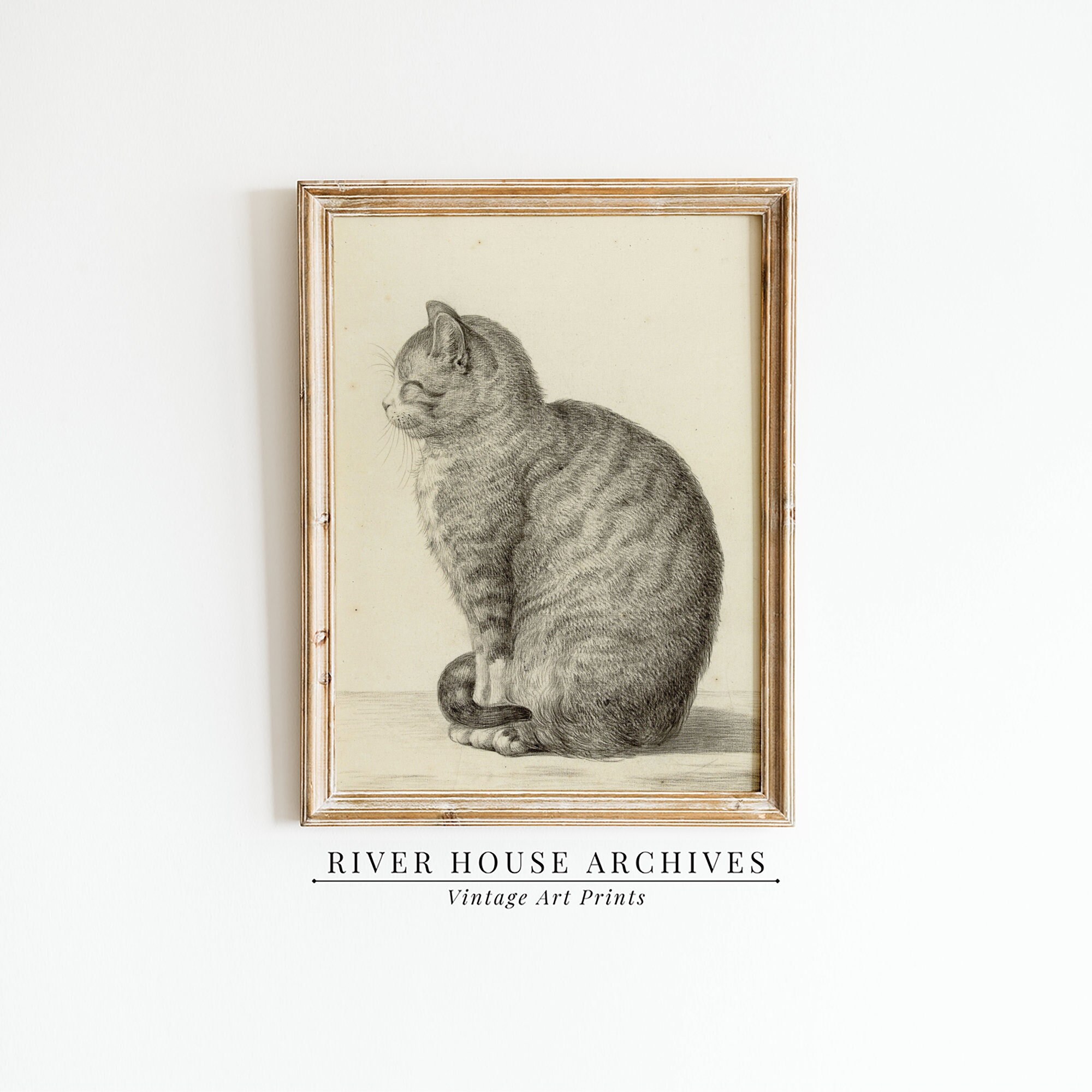 Printable Vintage Cat Nursery Print, Rustic French Painting, Vintage ...