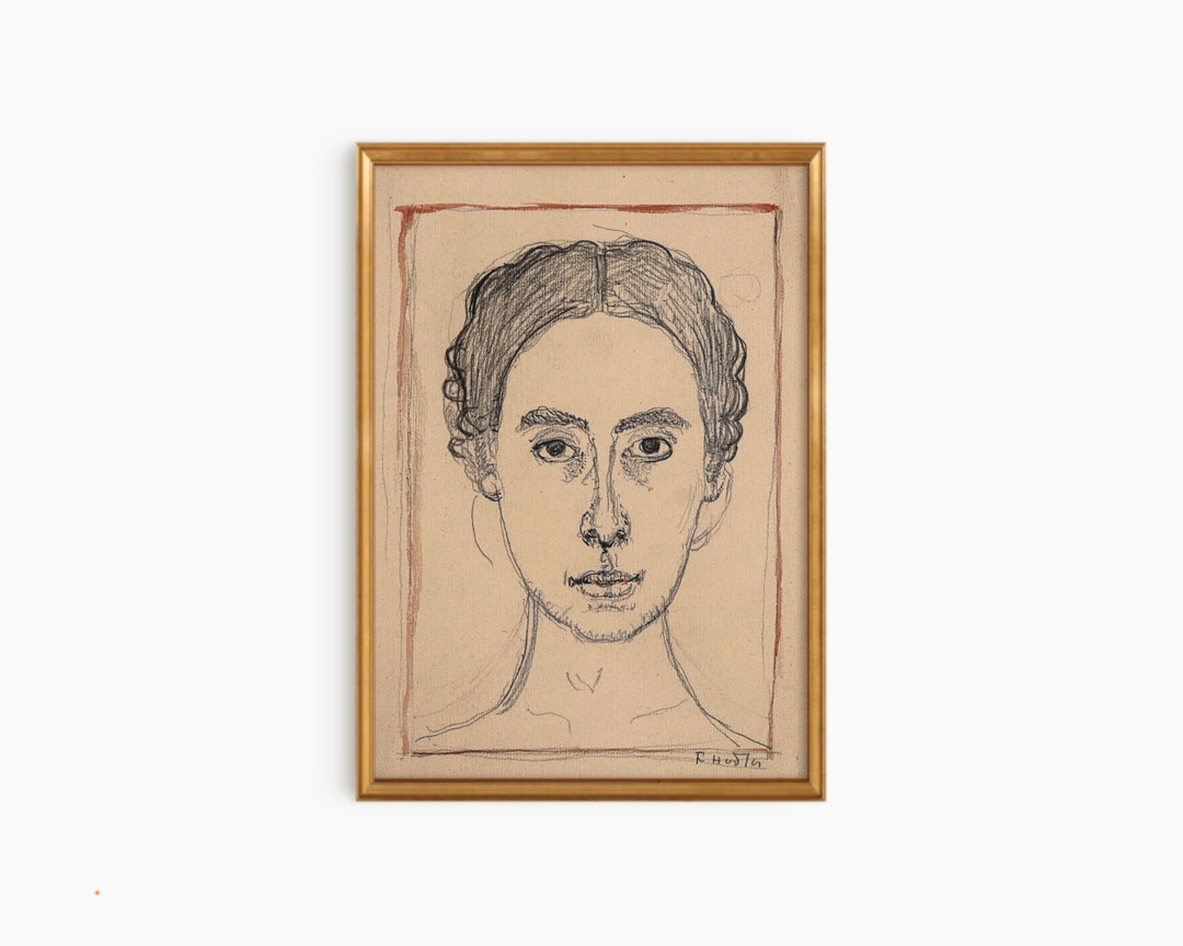 Vintage Female Portrait Study, Antique Figure Drawing Wall Art, Woman ...