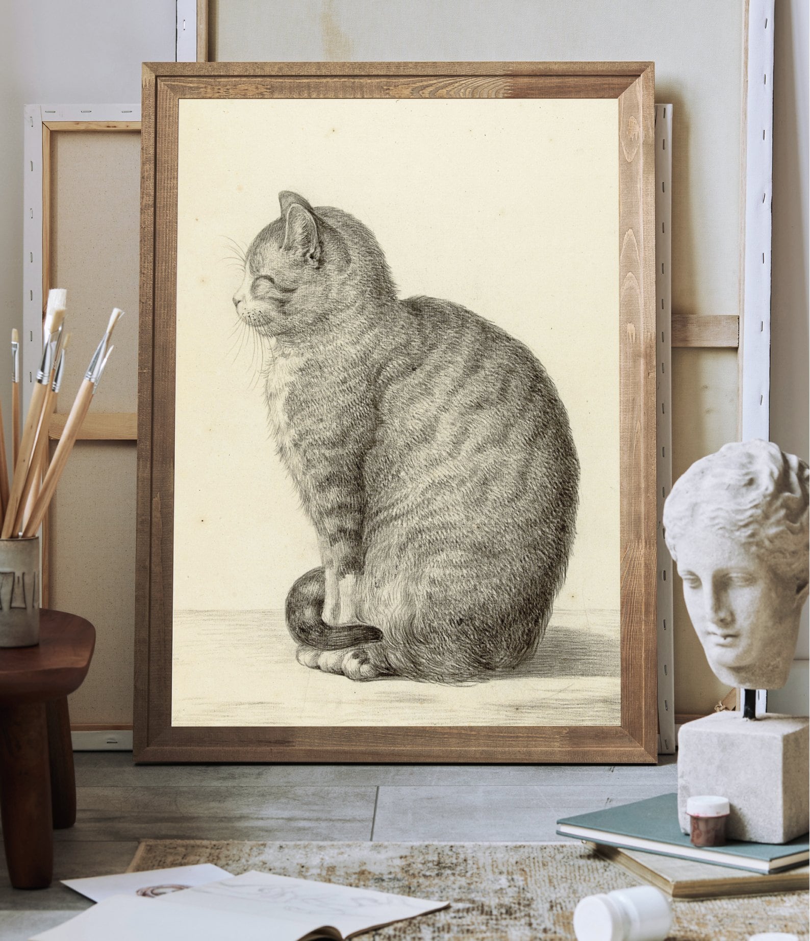 Printable Vintage Cat Nursery Print, Rustic French Painting, Vintage ...