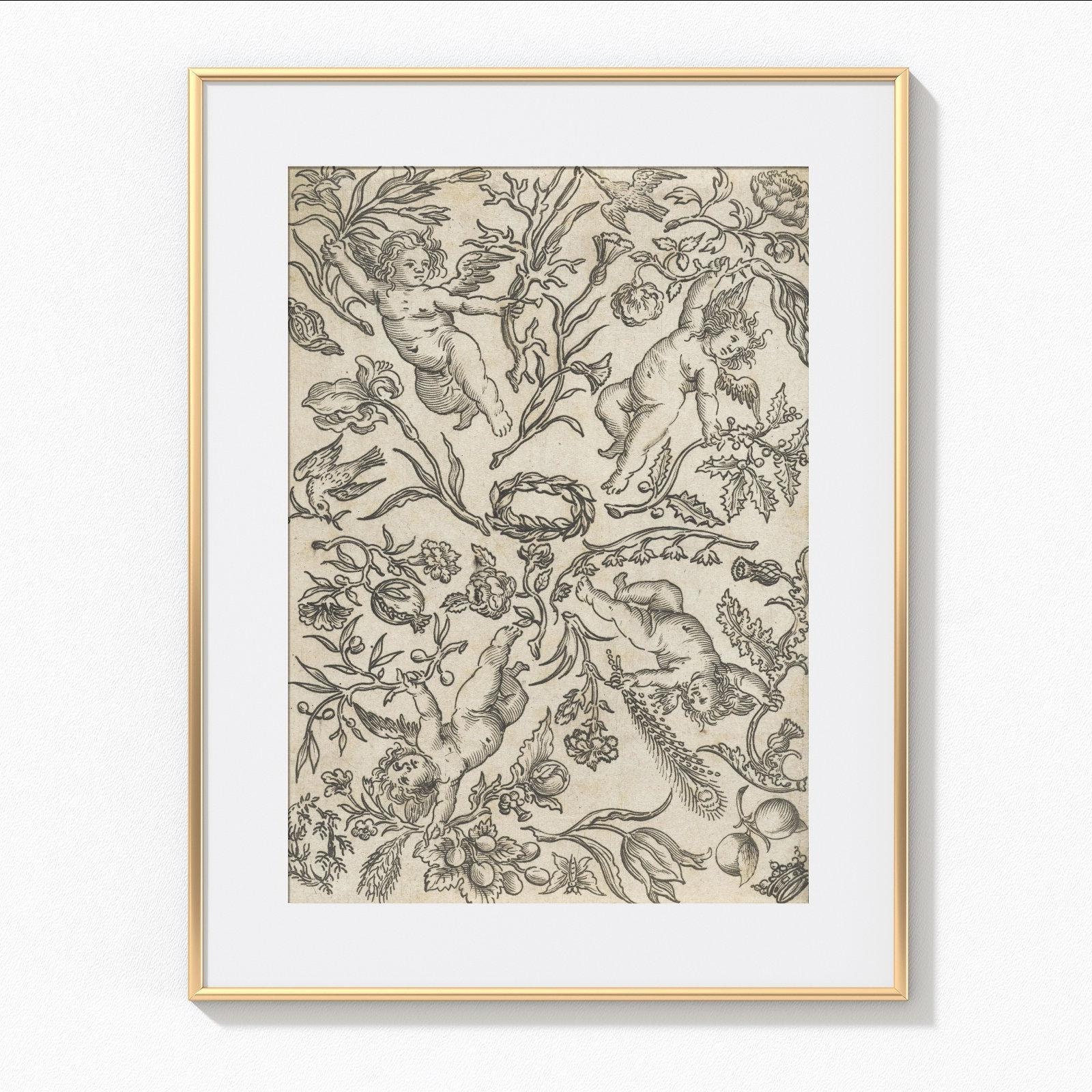 Printable Vintage Sketch of Cherubs,antique Angels Print,winged Putti ...