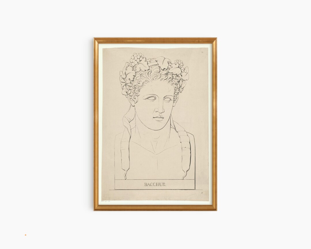 Vintage Black Ink Portrait of Bacchus,greek Mythology Print,god of Wine ...