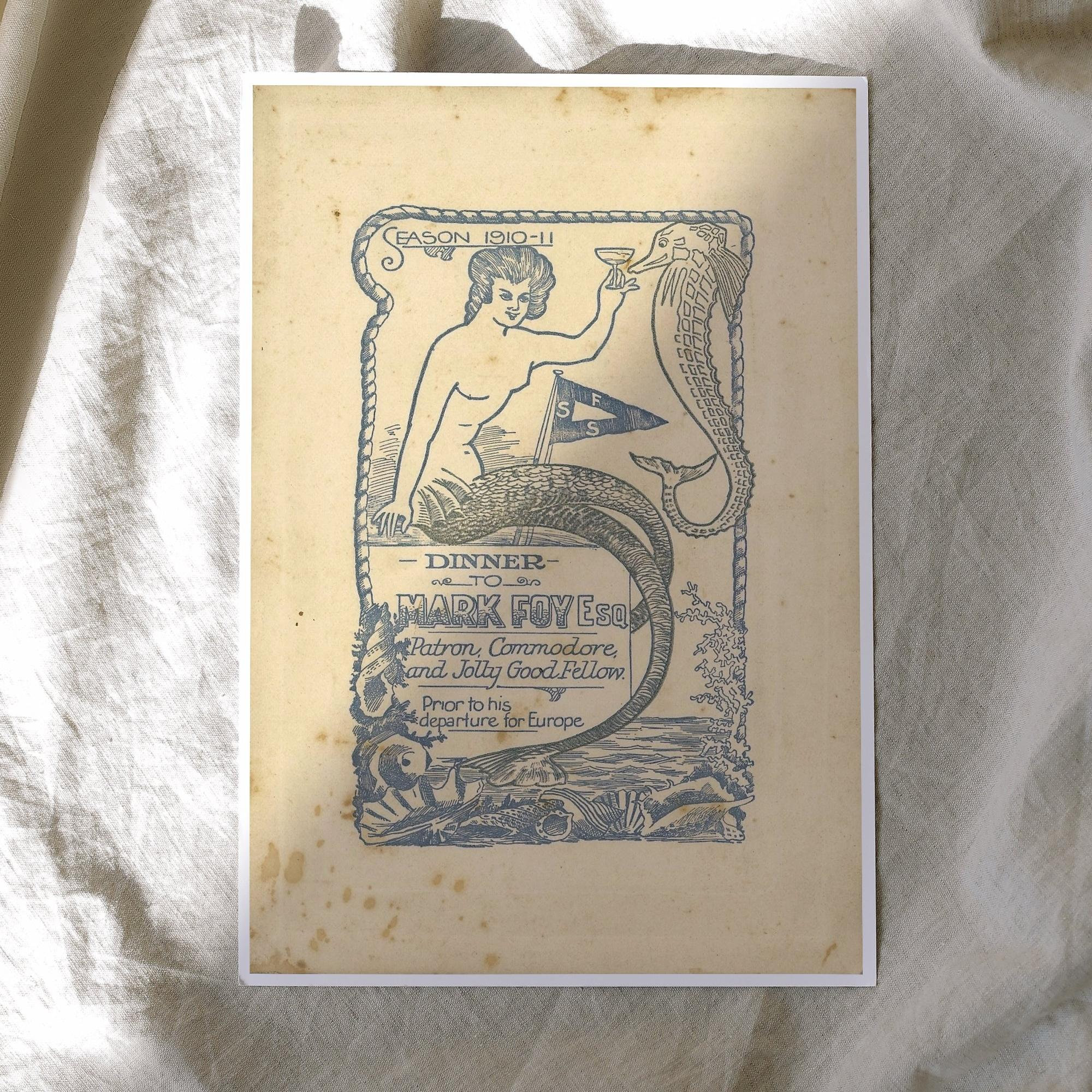 Vintage Mermaid Print, Vintage Nautical Coastal Home Decor, Coastal ...