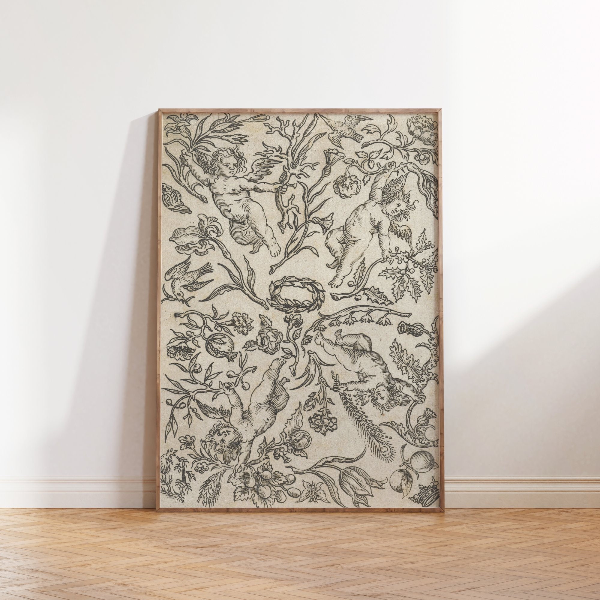 Printable Vintage Sketch of Cherubs,antique Angels Print,winged Putti ...