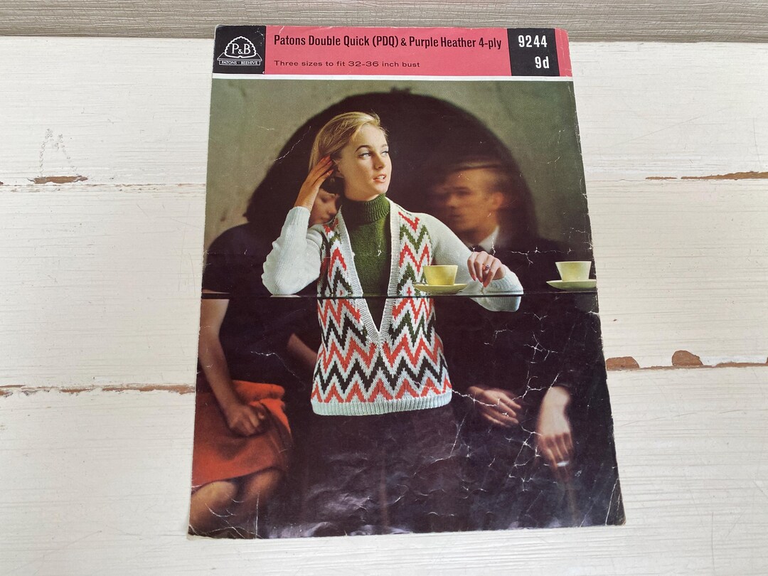 Vintage Knitting Pattern - Patons Bossa Nova Twosome - Overpull in PDQ ...