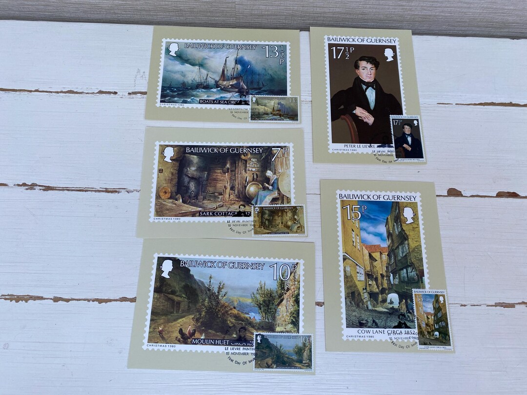 Guernsey Post Office Stamp Postcard Set of 5 With Stamps - Peter Le ...