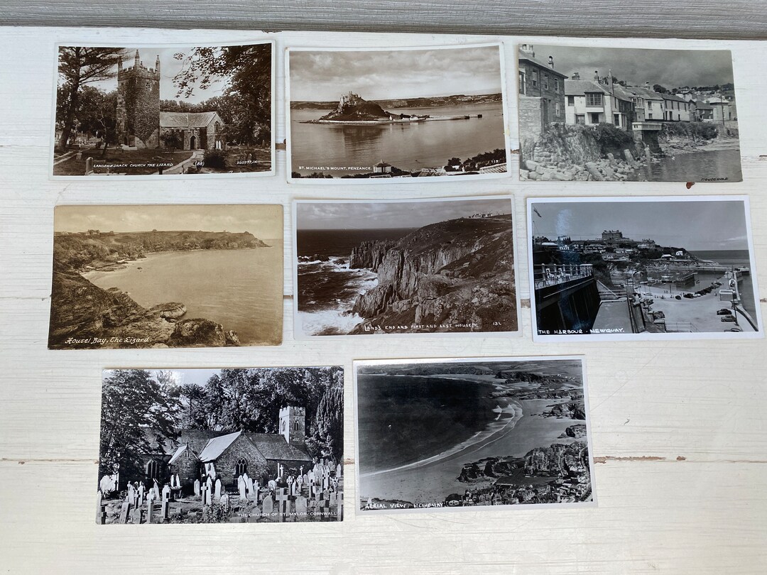 Cornwall Vintage Postcards X 8 Black & White Penzance , the Lizard ...
