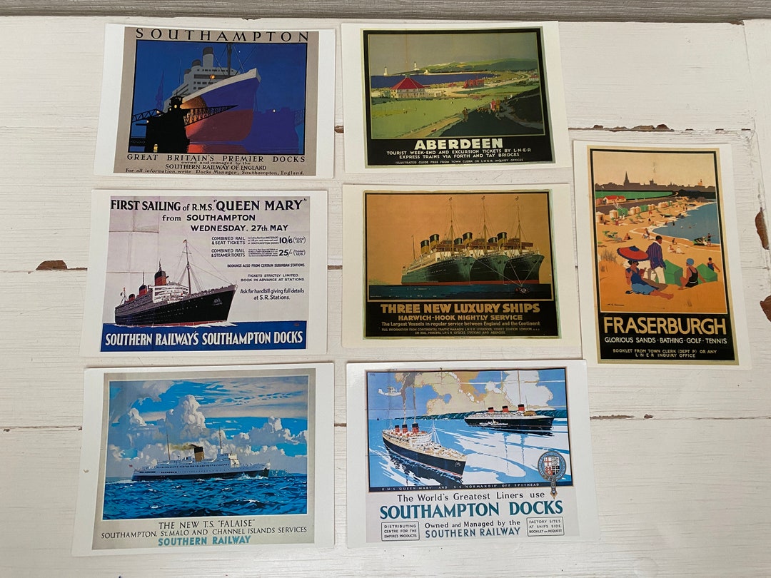 Advertisement Poster / Ships / Southampton Vintage Postcards X 7 - Etsy