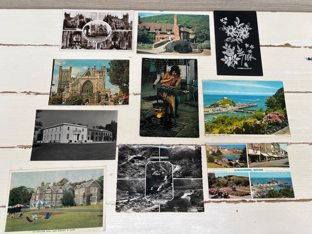 Devon Vintage Postcards X 10 - Exeter Cathedral , Watersmeet Lynmouth ...