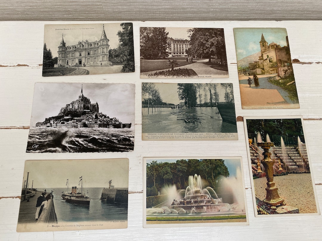 France - Eight Vintage Black and White and Colour Postcards - Etsy