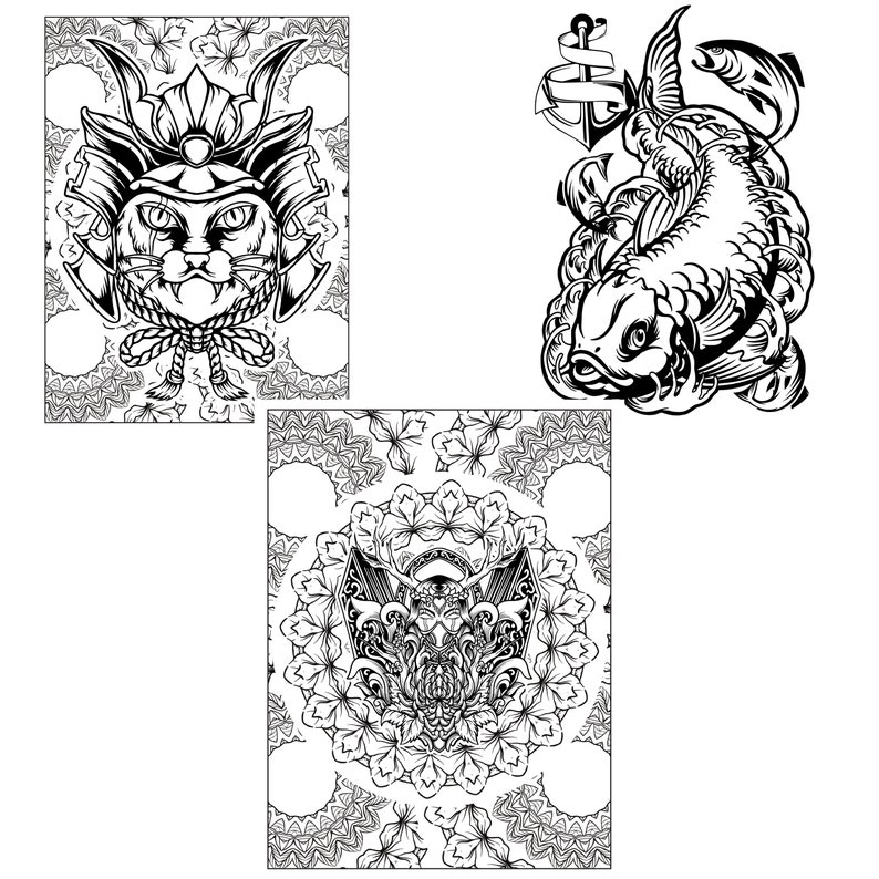 Tattoo Colouring Pages/ Digital Download/ 49 Unique Colouring Pages for ...