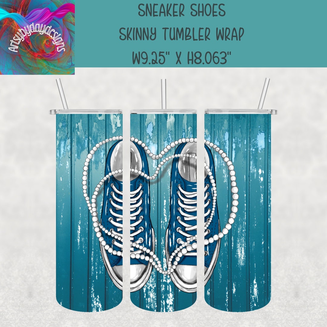 Sneaker Skinny Tumbler Wrap/ Converse Style/ Teal Blue & Pearls Tumbler ...