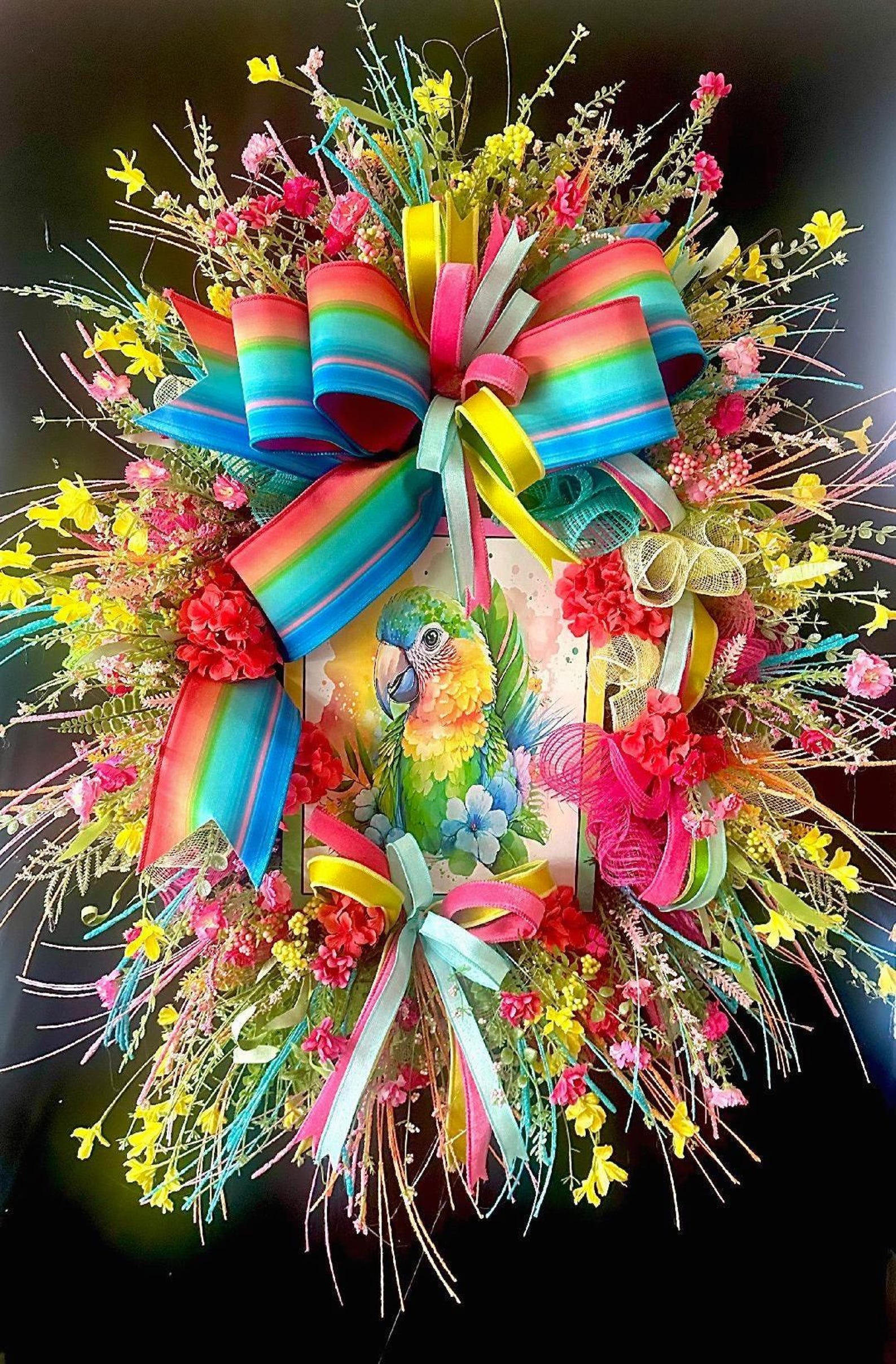 Summer Parrot Wreath; Summer Color Wreath W/ Parrot; Outdoor Wreath ...
